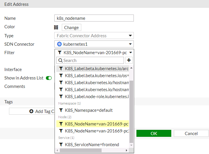 Private cloud K8s SDN connector using secret token | FortiGate / FortiOS 7.6.3 | Fortinet ...