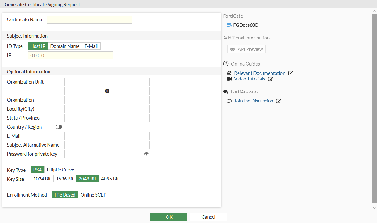 Generate a CSR | FortiGate / FortiOS 7.6.3 | Fortinet Document Library