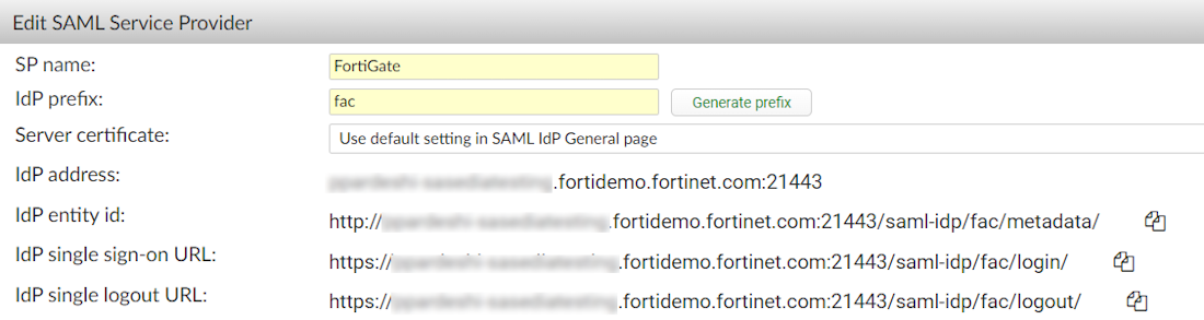 Configuring FortiAuthenticator as SAML IdP and FortiGate as SAML SP ...