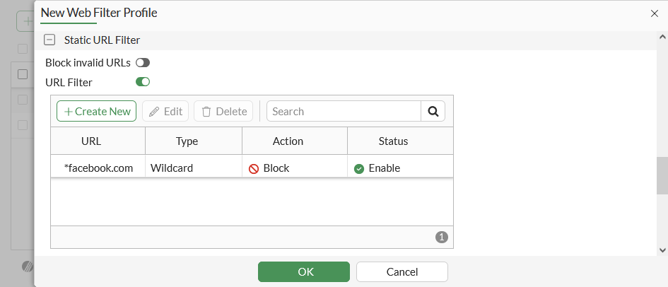 Static URL filter | FortiGate / FortiOS | Fortinet Document Library