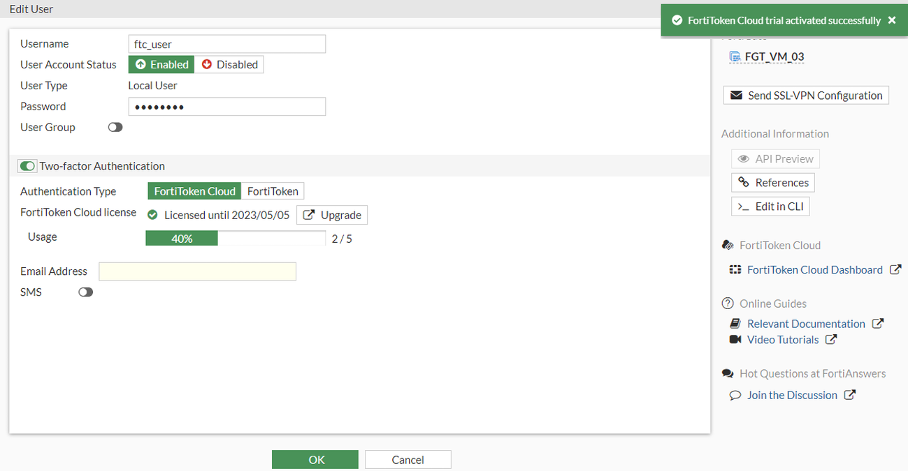 Enable the FortiToken Cloud free trial directly from the FortiGate ...