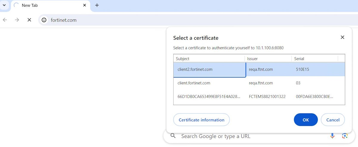 Basic authentication with cached client certificates | FortiGate ...