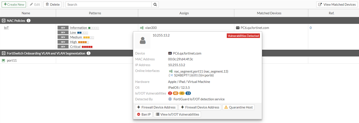 OT and IoT virtual patching on NAC policies | FortiGate / FortiOS 7.6.3 ...