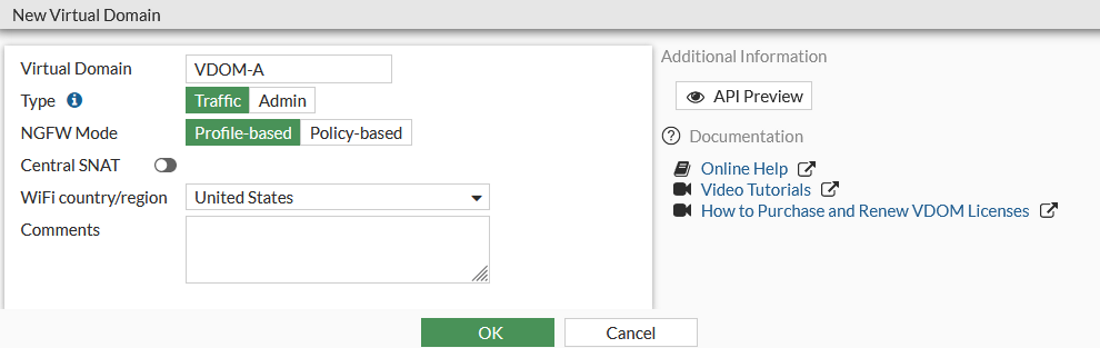 Inter-VDOM routing configuration example: Partial-mesh VDOMs ...