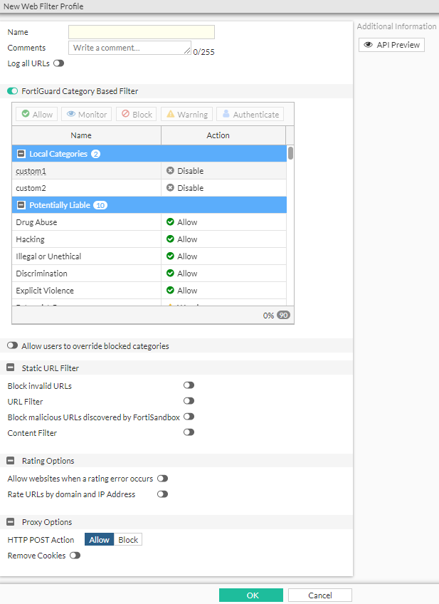 Create or edit a web filter profile | FortiProxy 7.2.0