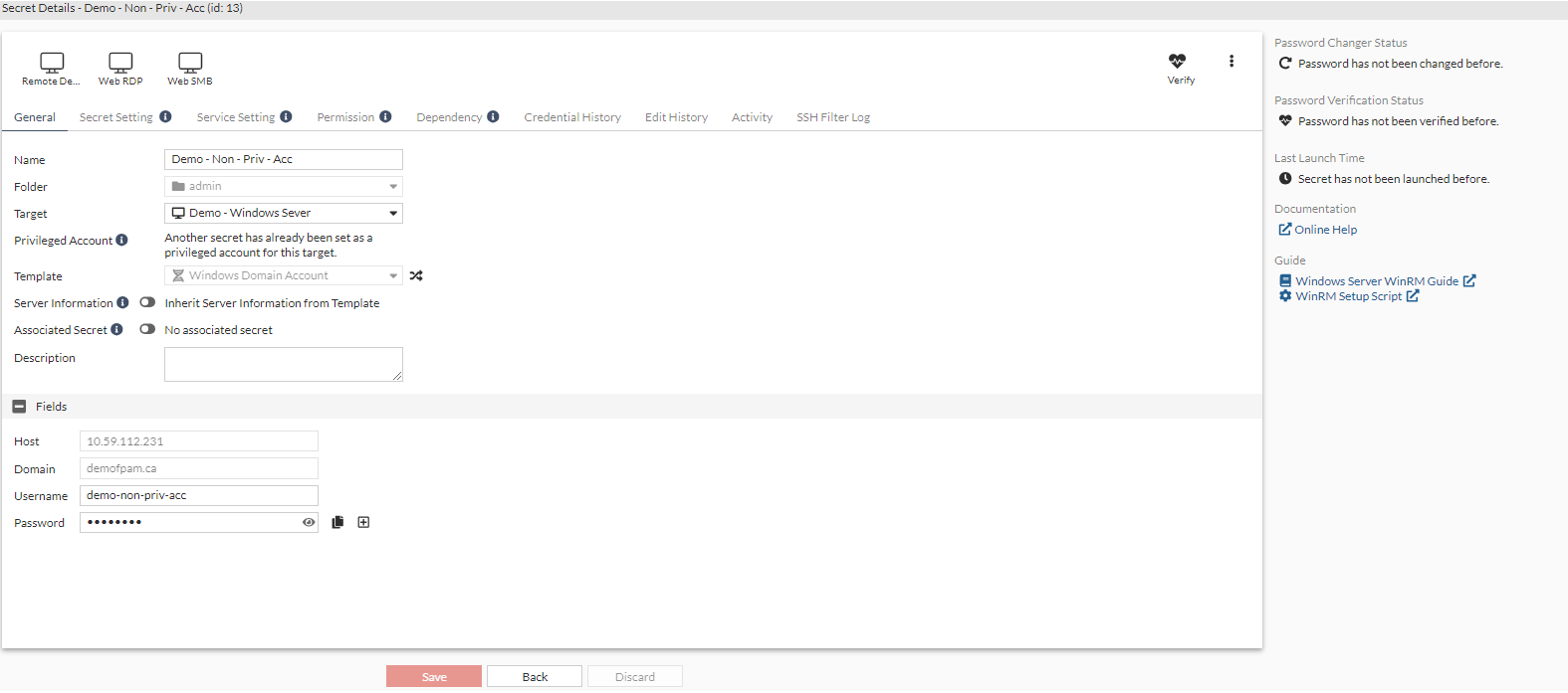 Launching the secret | FortiPAM 1.5.0 | Fortinet Document Library