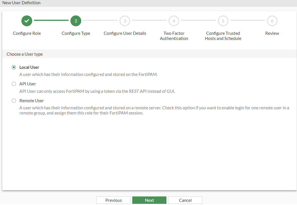 Configuring a local user with FortiToken as the authentication type | FortiPAM 1.5.0 | Fortinet ...
