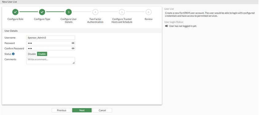 Creating a sponsor admin | FortiPAM 1.5.0 | Fortinet Document Library