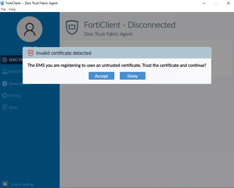 Registering the endpoint PC to EMS server | FortiPAM 1.5.0 | Fortinet ...