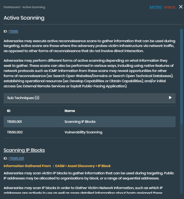 Viewing MITRE ATT&CK Framework | FortiRecon 24.1.0 | Fortinet Document Library