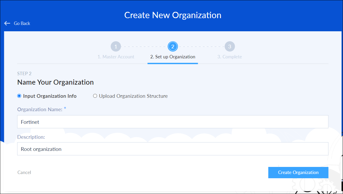 Setup the Organization | FortiRecon 24.1.0 | Fortinet Document Library