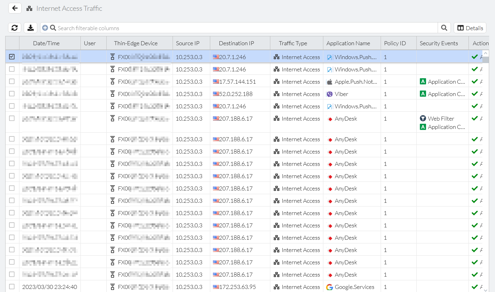 Verifying thin edge traffic in FortiSASE | FortiSASE 24.2.44 | Fortinet Document Library