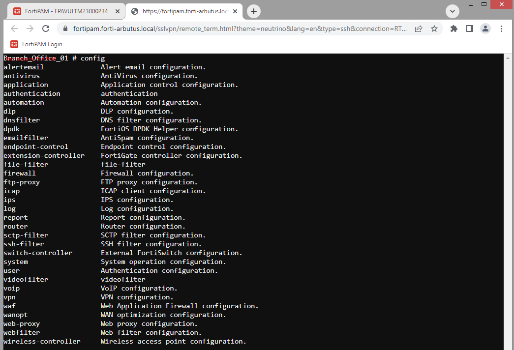 Verifying access for IT administrator user Mark Gilbert | FortiPAM 1.2. ...
