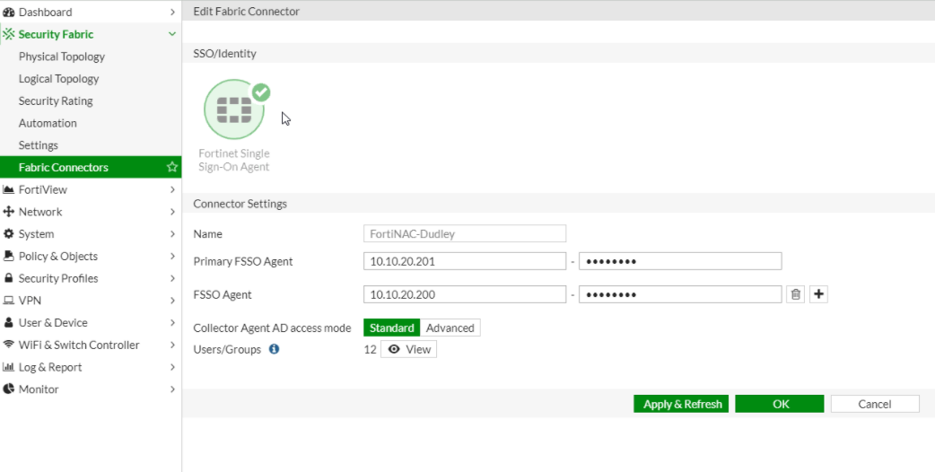 Security Fabric Connector and User Groups (FortiOS 6.0) | FortiNAC-F 7.2.0