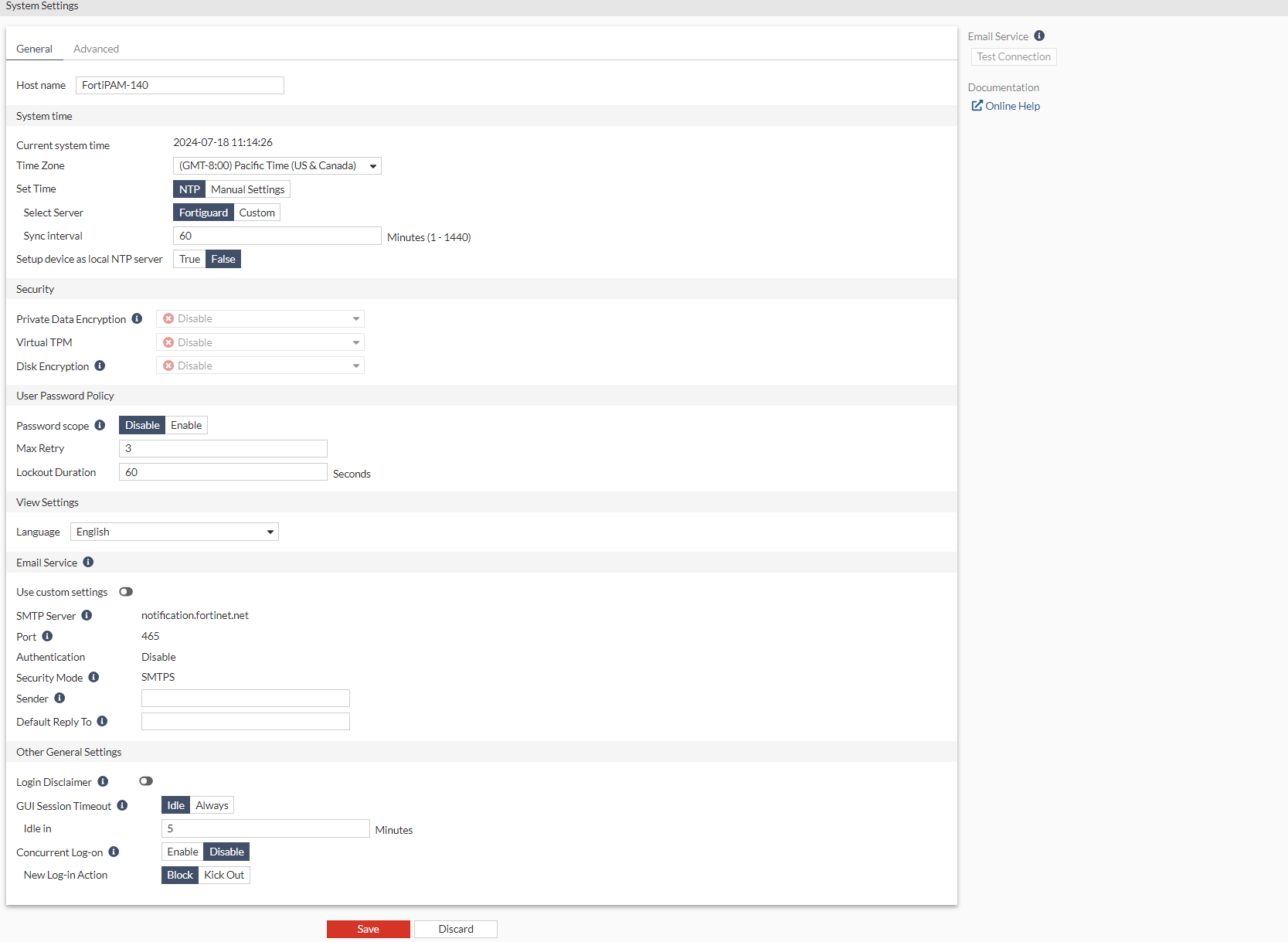 Settings | FortiSRA 1.4.1 | Fortinet Document Library