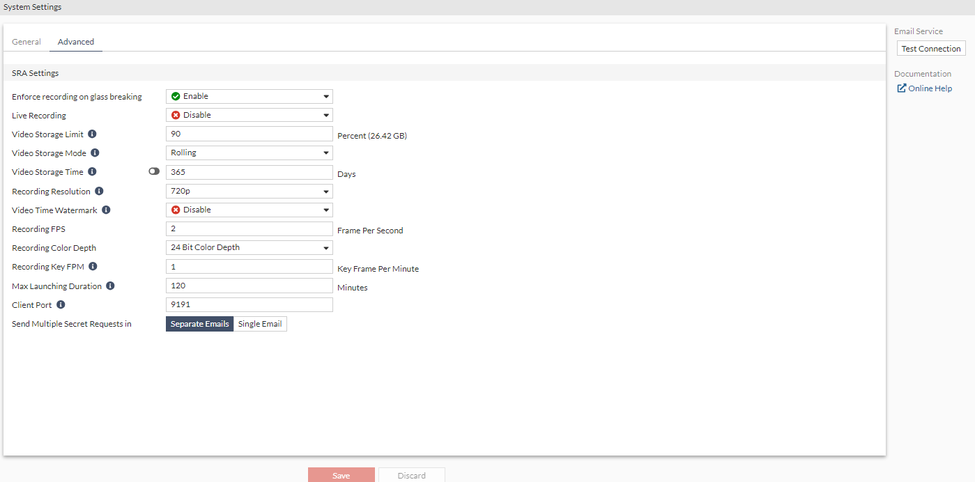 Settings | FortiSRA 1.4.1 | Fortinet Document Library
