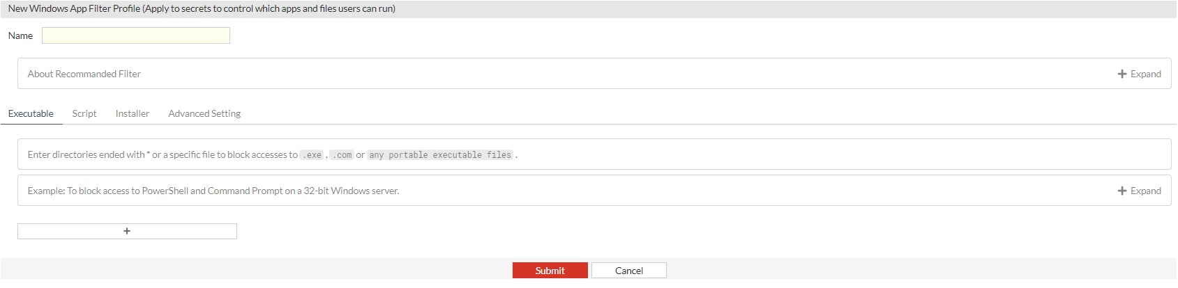 Creating a Windows app filter profile | FortiSRA 1.4.1 | Fortinet ...