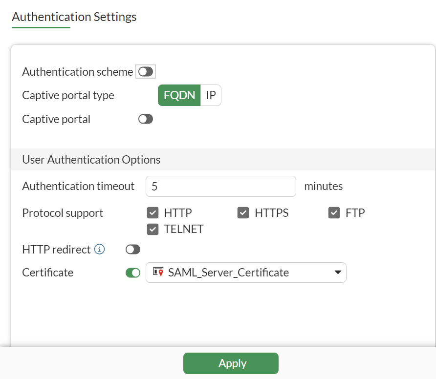 SAML-based user authentication | FortiGate / FortiOS 7.6.0 | Fortinet Document Library