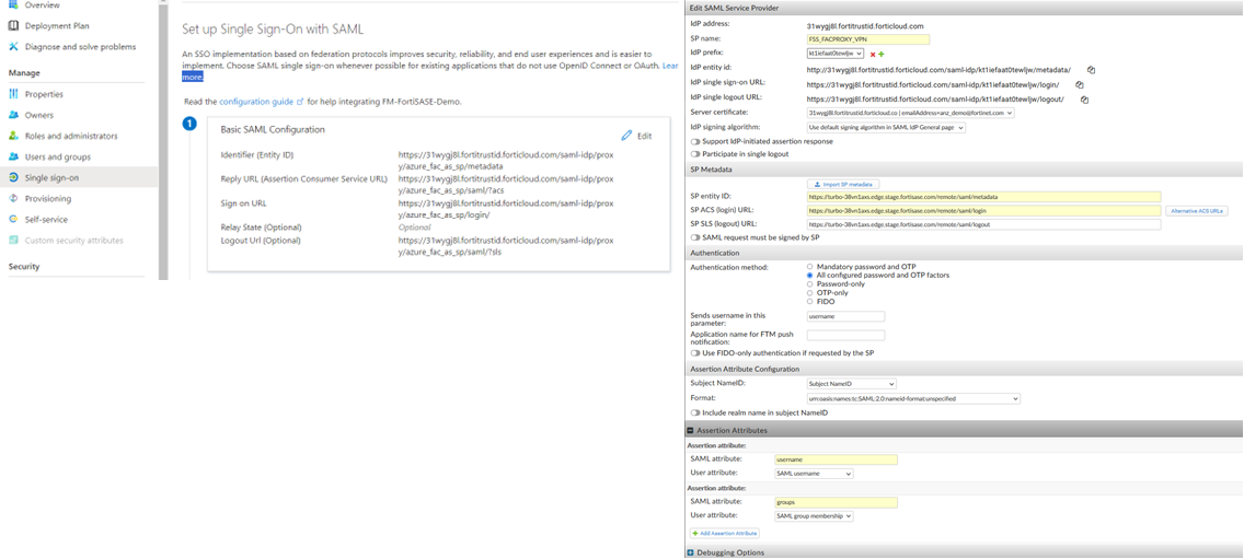 Configuring SAML settings for the FortiSASE application in Azure | FortiSASE 23.4.31 | Fortinet ...