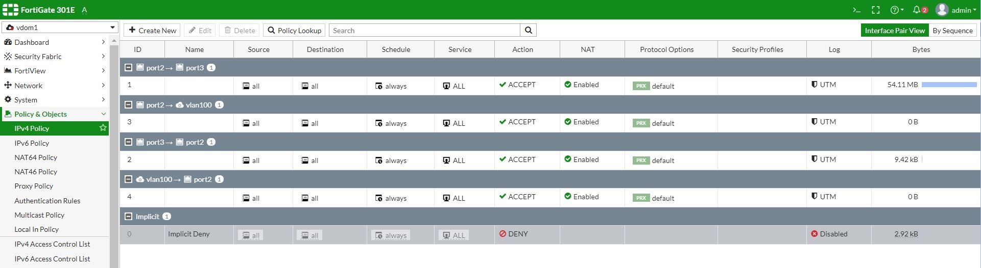 Policy views and policy lookup | FortiGate / FortiOS 6.2.15