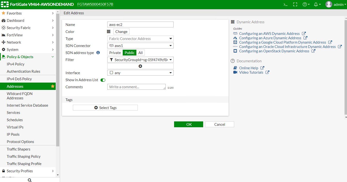 AWS SDN connector with IAM credentials | FortiGate / FortiOS 6.2.15