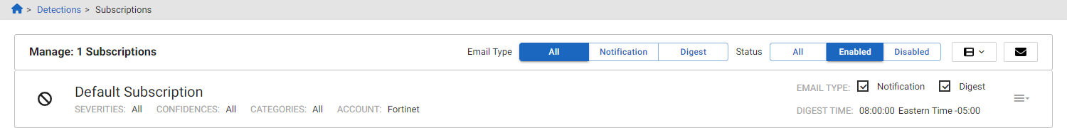 Subscriptions overview | FortiNDR Cloud 2023.2.0