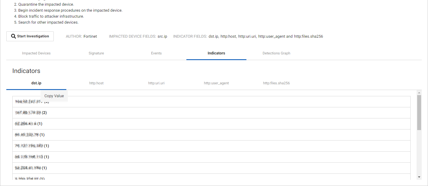 Indicators | FortiNDR Cloud 2023.2.0