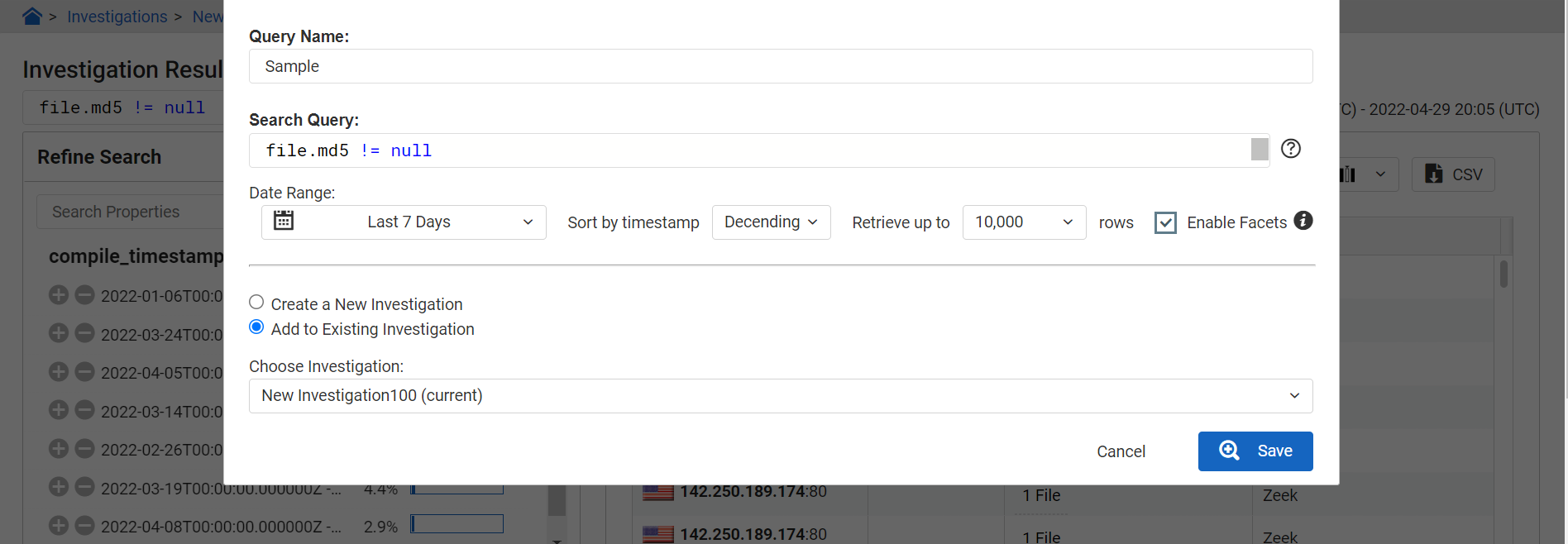 Clone an existing query | FortiNDR Cloud 2023.1.1