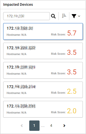 Impacted devices and risk score | FortiNDR Cloud 2023.1.1