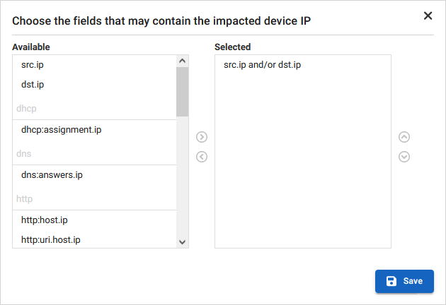 Impacted device fields | FortiNDR Cloud 2023.2.0