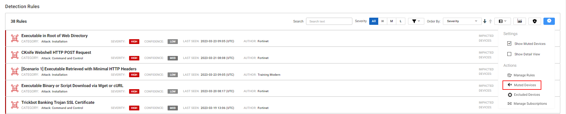 Muting rules | FortiNDR Cloud 2023.2.0