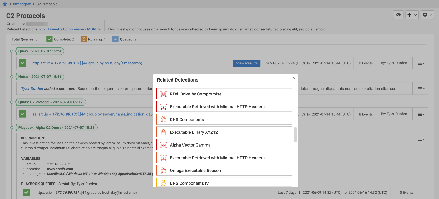 View investigation details | FortiNDR Cloud 2023.1.1