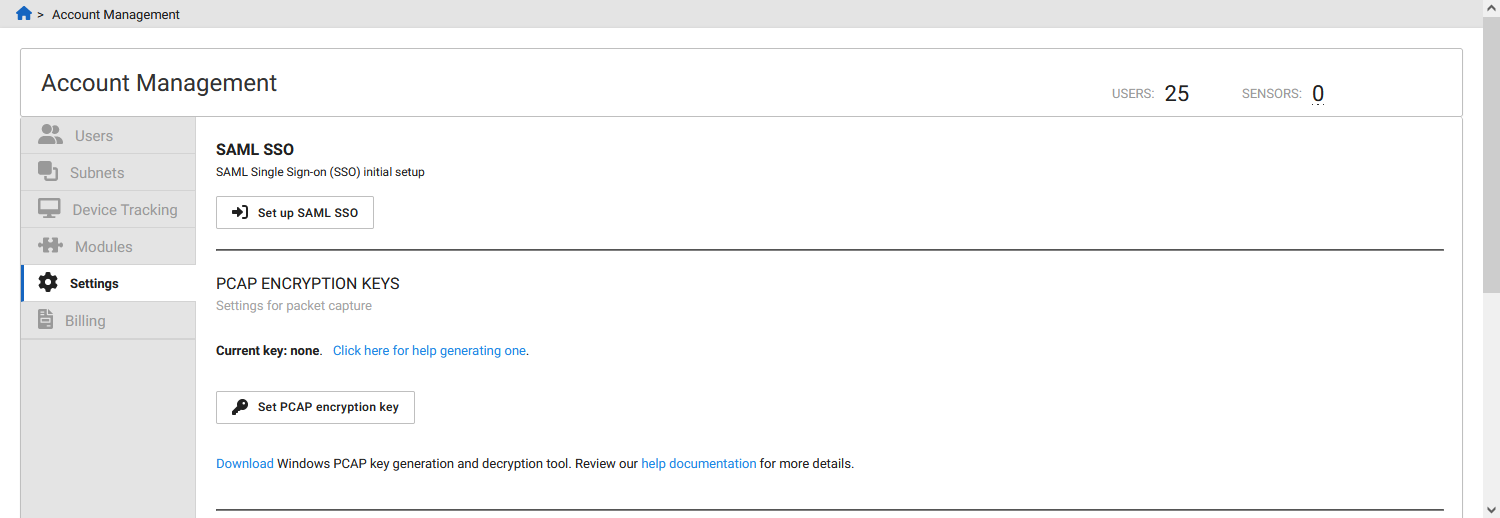 Encryption key settings | FortiNDR Cloud 2023.2.0