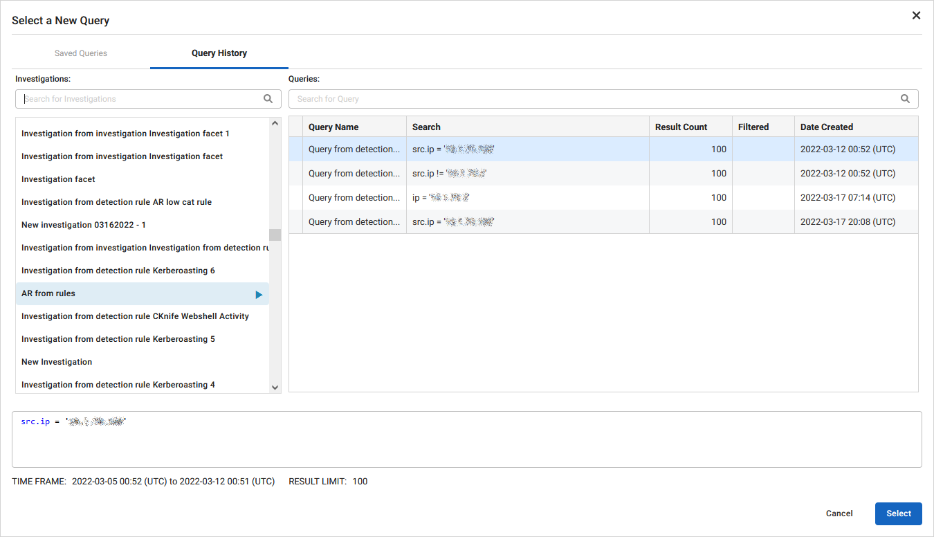 Save queries | FortiNDR Cloud 2023.2.0