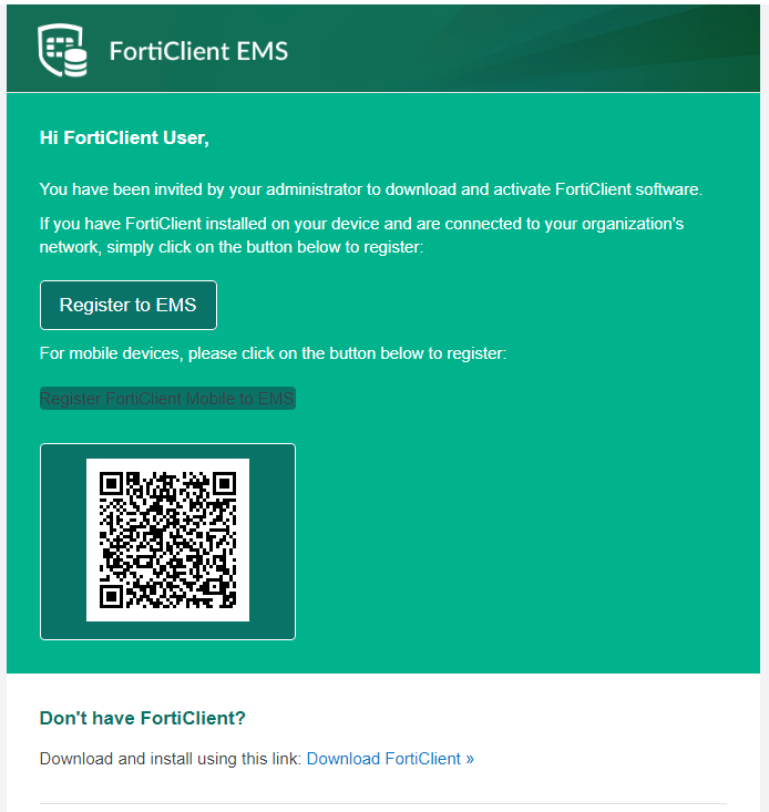Sending invitation emails | FortiClient 7.0.0 | Fortinet Document Library