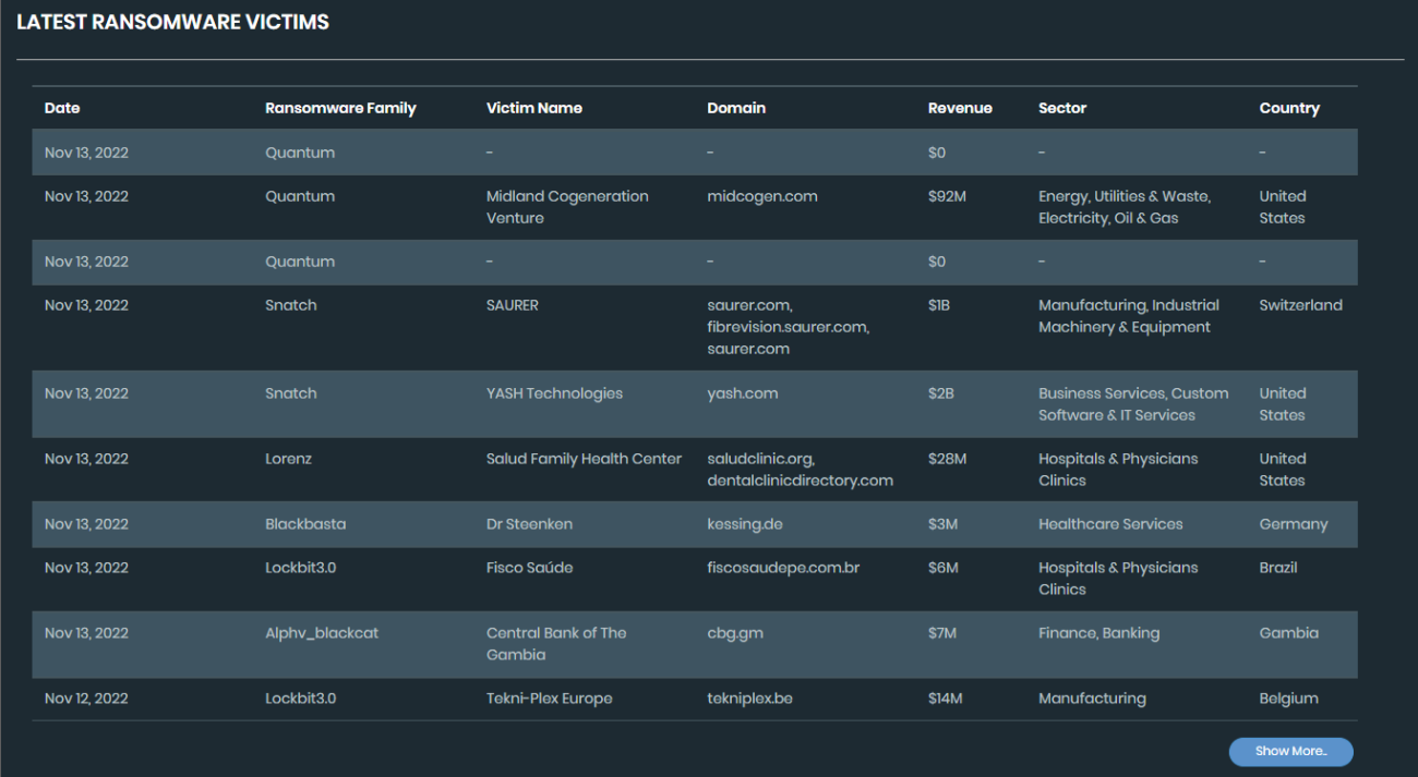 Viewing ransomware intelligence | FortiRecon 24.2.0 | Fortinet Document ...