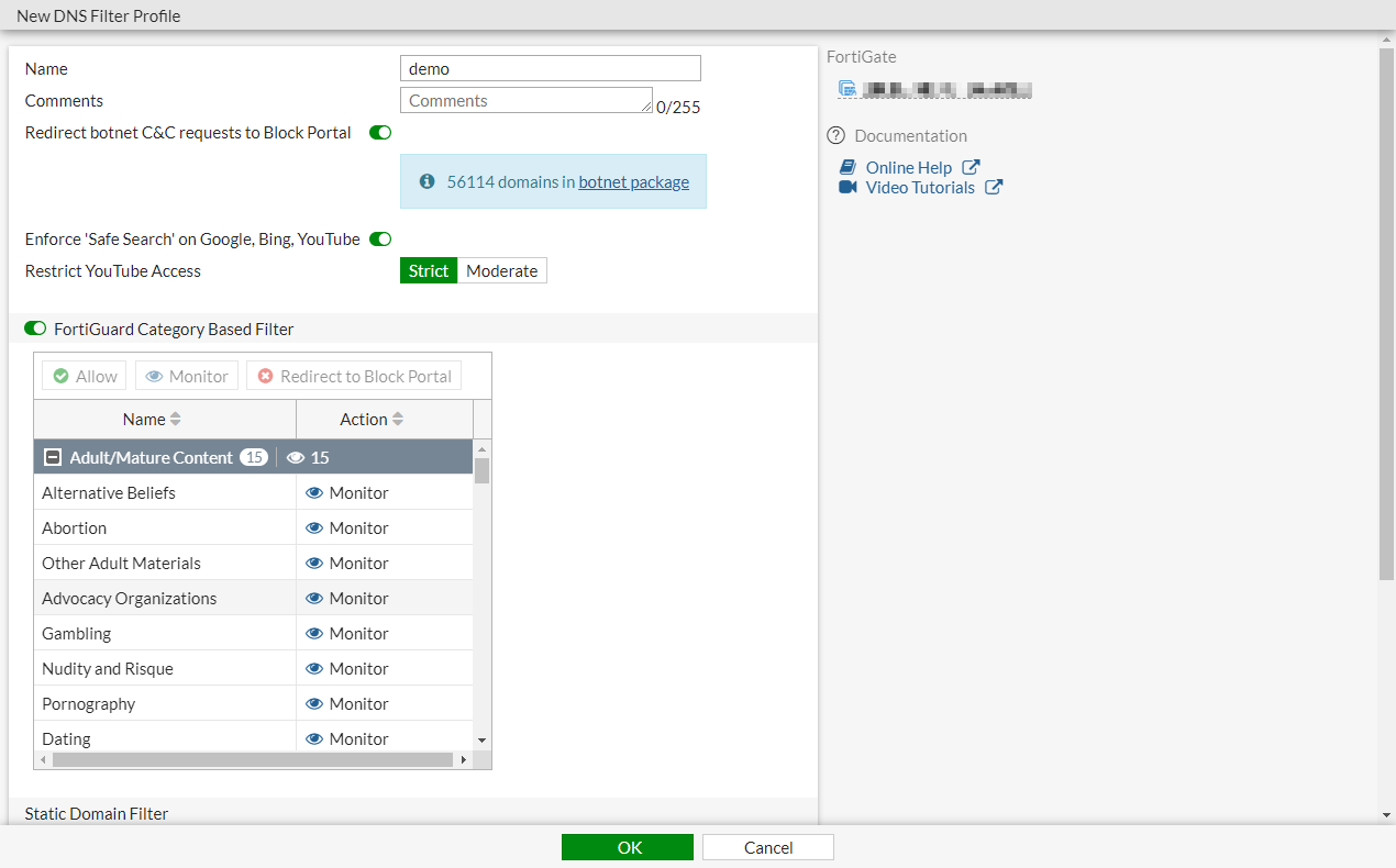 Configuring a DNS filter profile | FortiGate / FortiOS 7.0.0