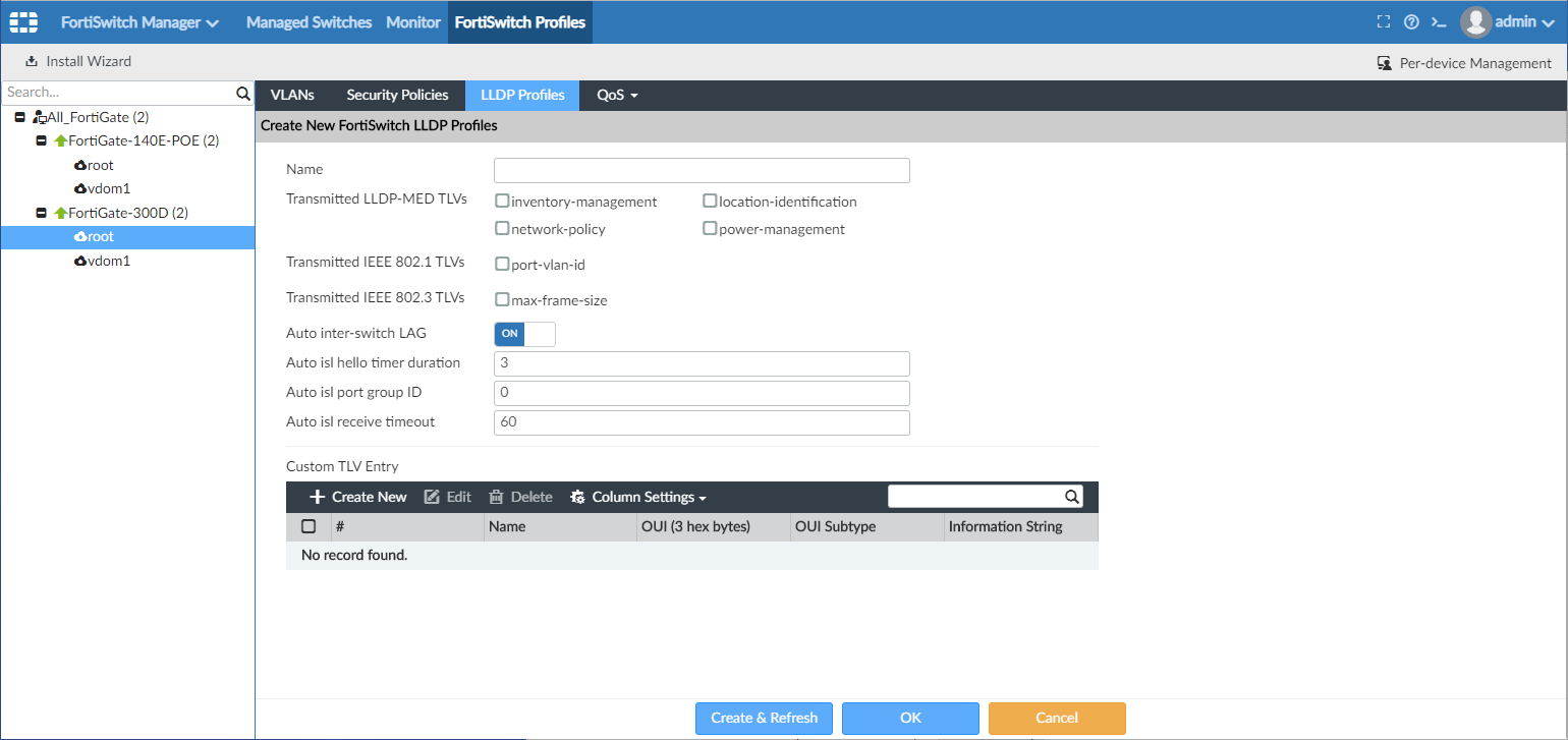 Creating LLDP profiles | FortiManager 6.2.8 | Fortinet Document Library