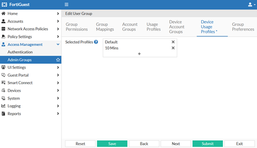 Assigning Account Groups and Usage Profiles | FortiGuest 1.1.0