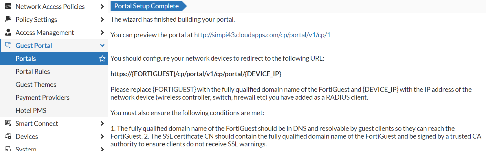 Guest Portal Preview | FortiGuest 1.2.0 | Fortinet Document Library