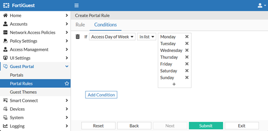 Creating Portal Rules | FortiGuest 1.3.1 | Fortinet Document Library