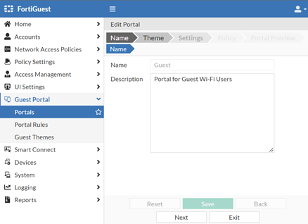 Creating Guest Portal | FortiGuest 1.1.0