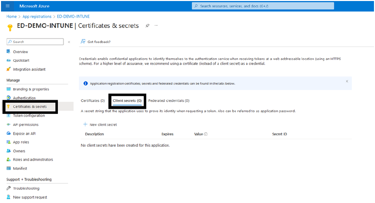 Step 2 (Option 1): Configure Application Secret Authentication ...