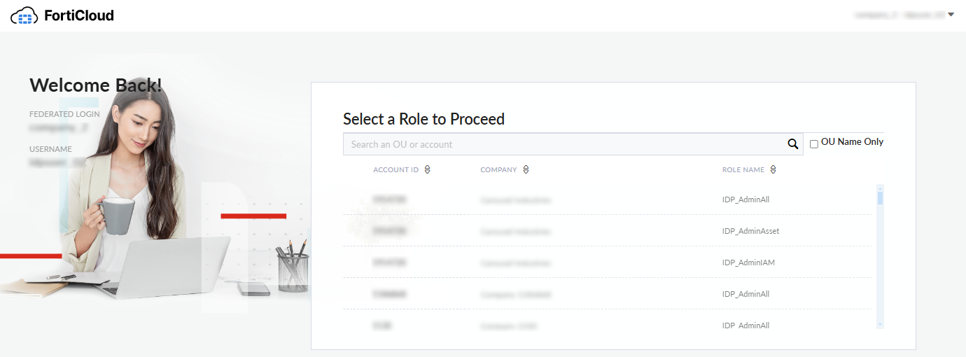 Selecting IdP roles | FortiCloud Services 25.1.a | Fortinet Document Library