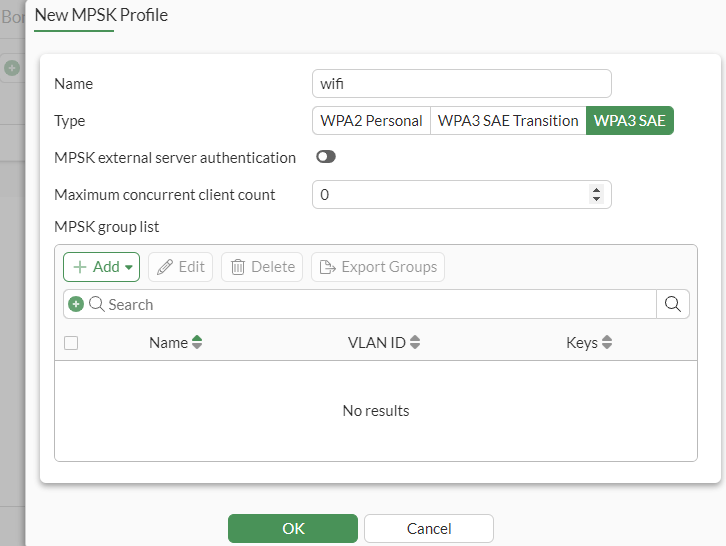MPSK profiles | FortiAP / FortiWiFi 7.6.3 | Fortinet Document Library