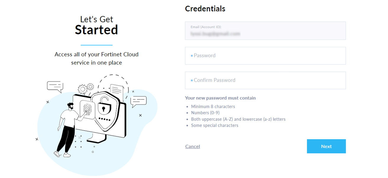 Creating a FortiCloud account | FortiCloud Account Services 23.2.a