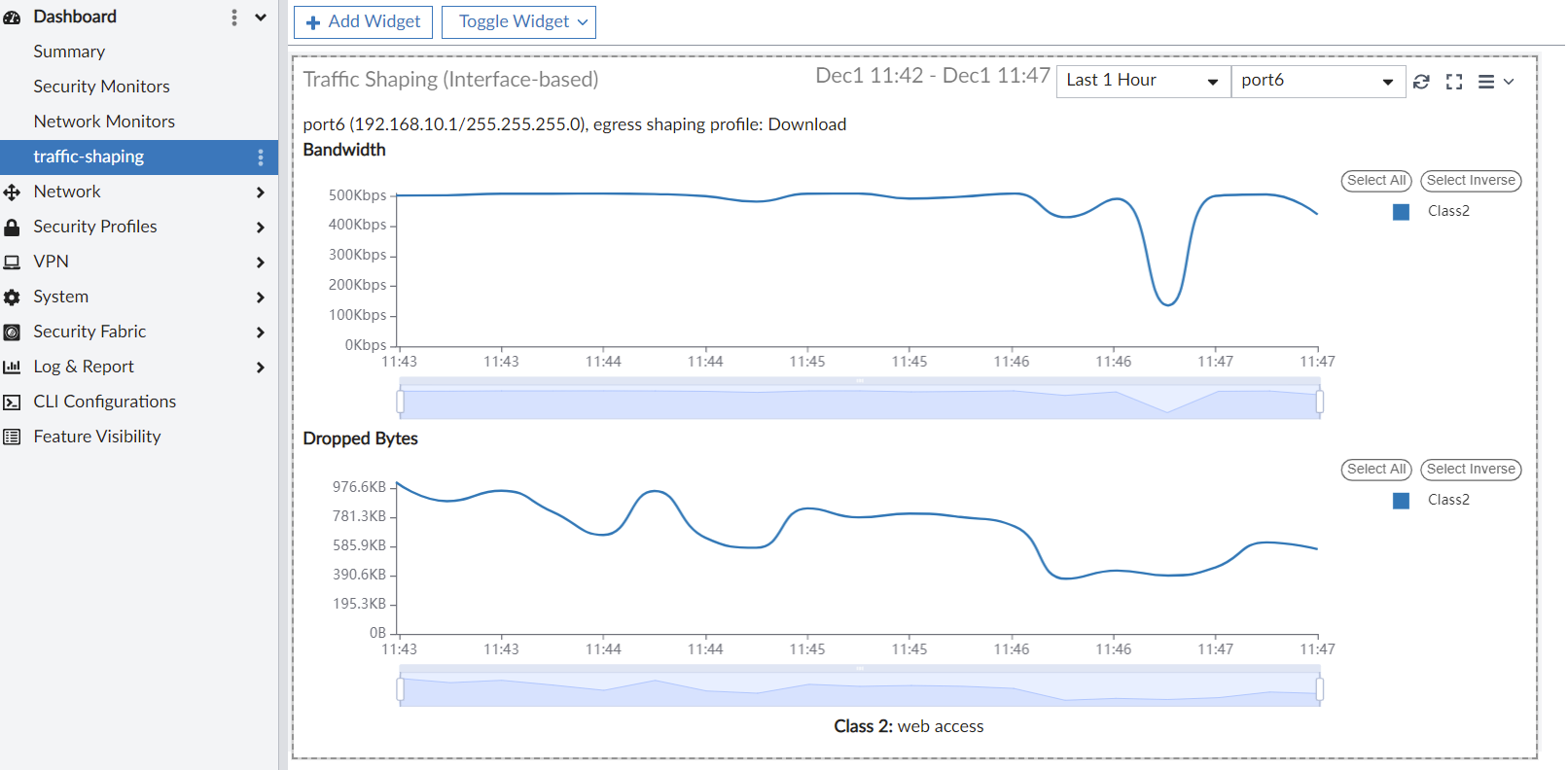 Viewing the traffic shaping widget | FortiManager 7.6.1 | Fortinet Document Library