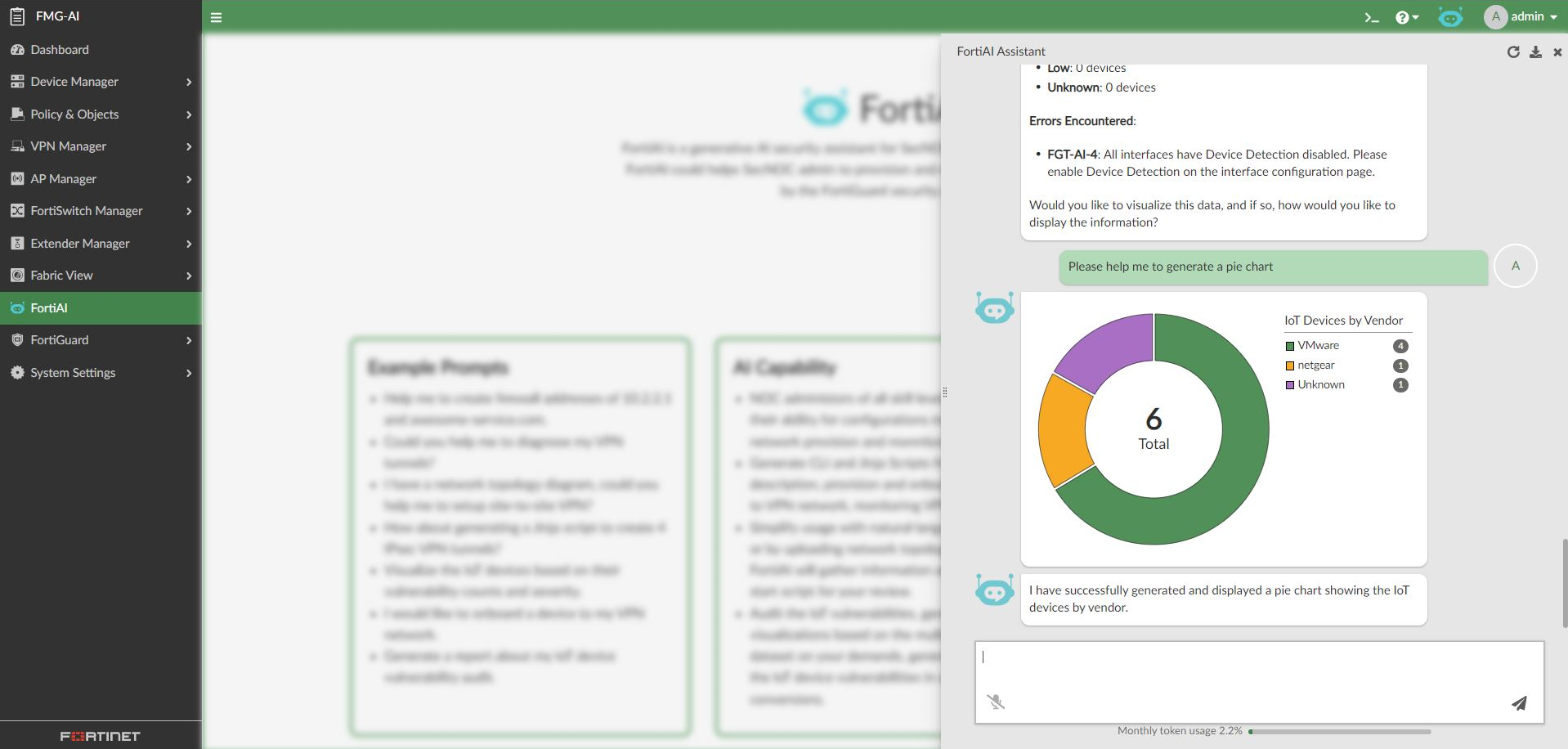 FortiAI example tasks | FortiManager 7.6.1 | Fortinet Document Library