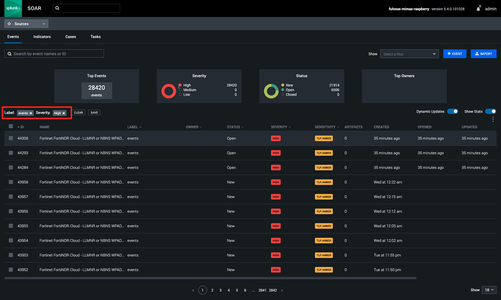 Viewing Events in Splunk SOAR | FortiNDR Cloud 2024.1.0 | Fortinet ...