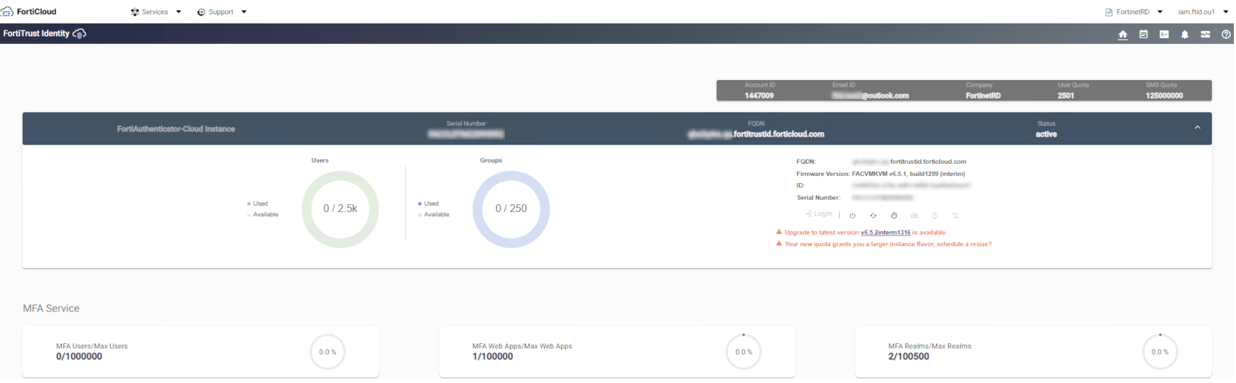 Dashboard | FortiTrust Identity | Fortinet Document Library